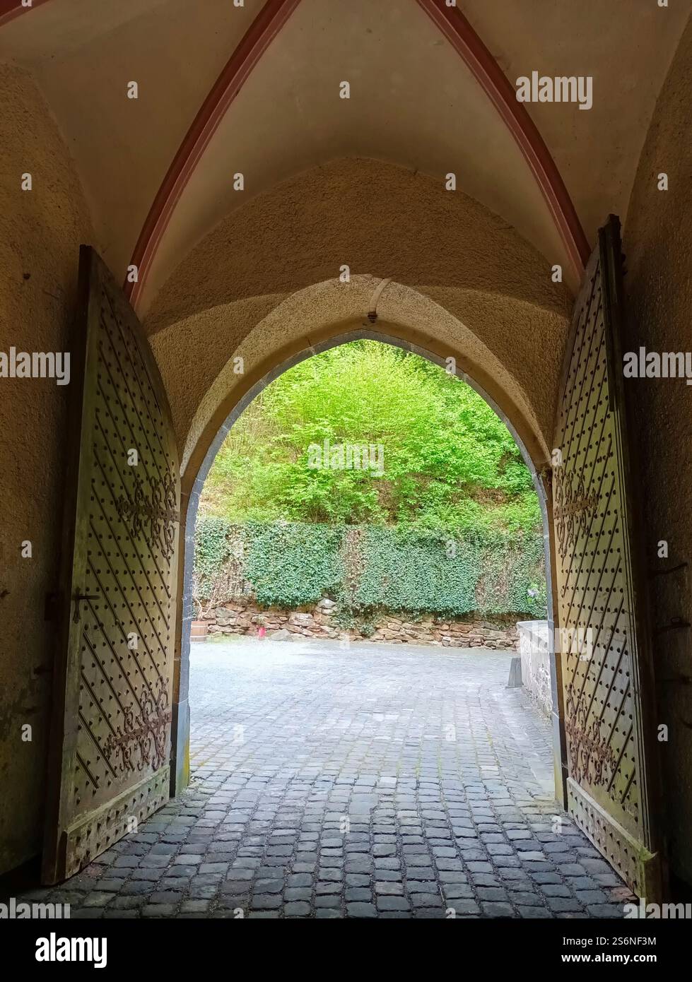 Gate and passageway of the castle hermitage of the historic castle in ...