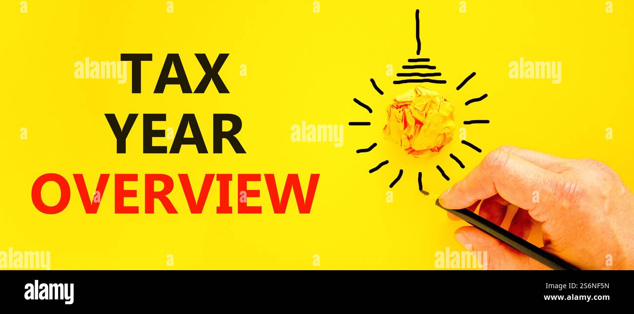Tax year overview symbol. Concept words Tax year overview on beautiful ...