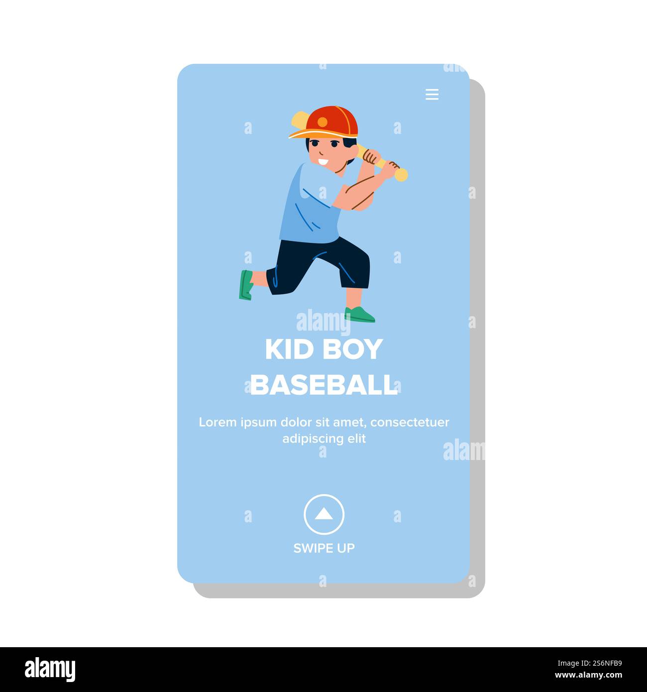Kid Boy Playing Baseball Sportive Game Vector. Schoolboy Child Play ...