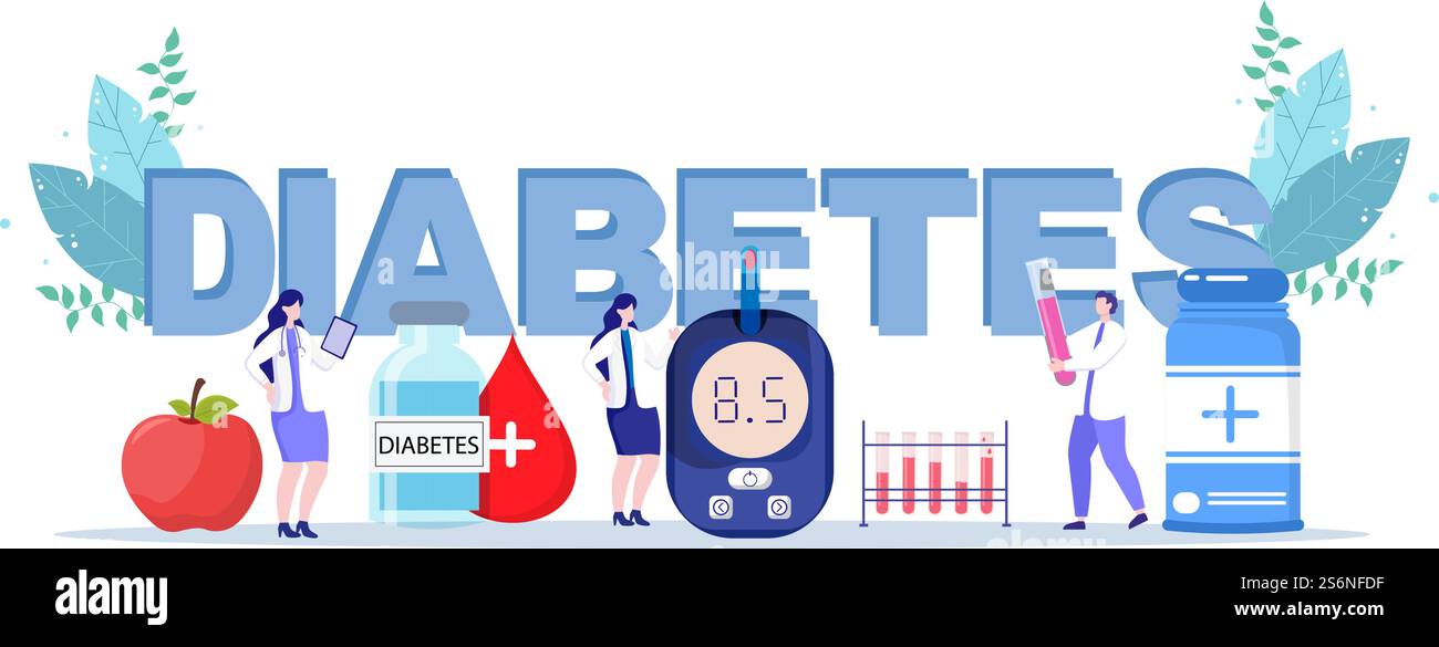 Diabetes Testing with Blood Glucose Meter, Exam Results, Tubes, Syringe ...