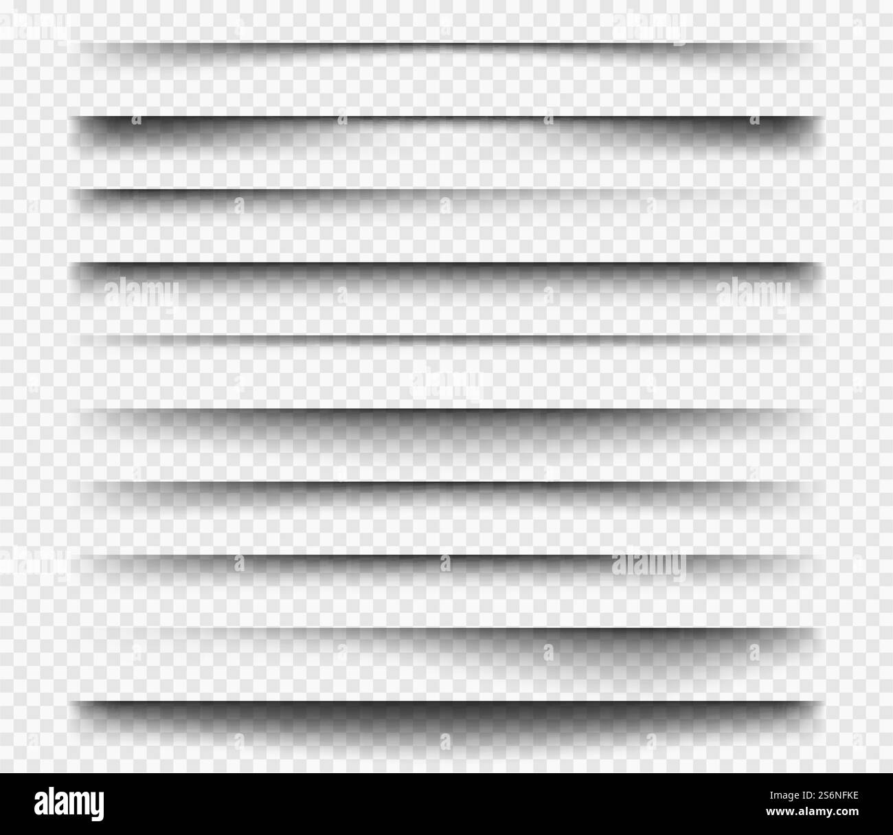 Realistic shadows. Square dividers transparent black soft shadows template overlay panels for ...