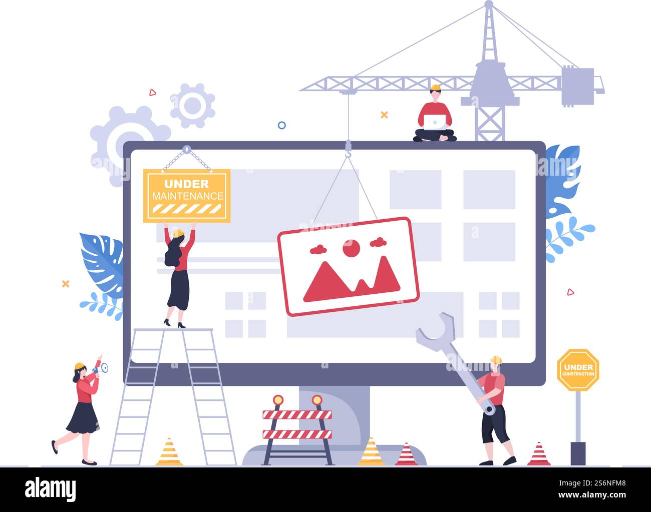 Software System Under Maintenance Vector Illustration. Error Website ...