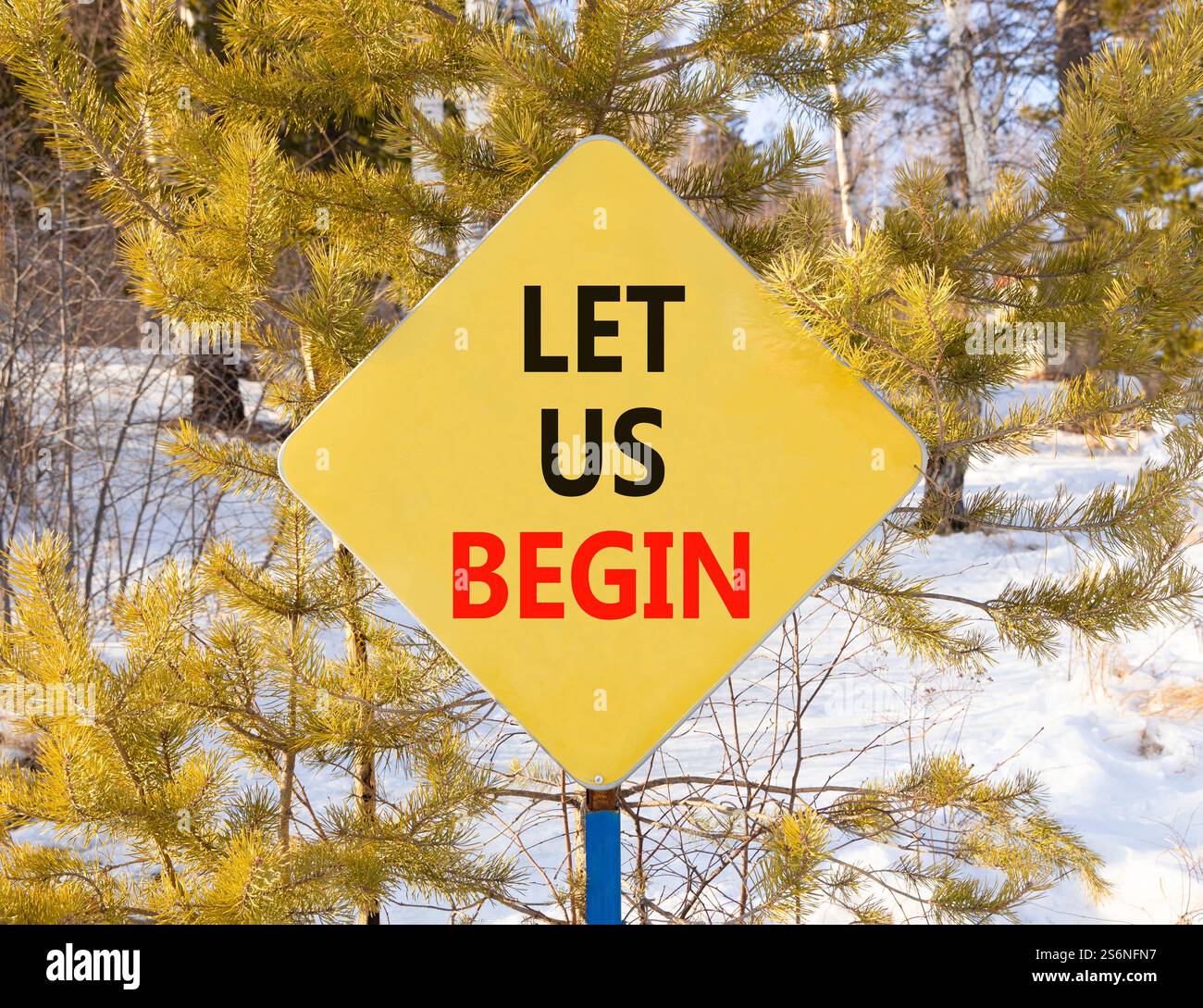 Let us begin symbol. Concept words Let us begin on beautiful yellow ...