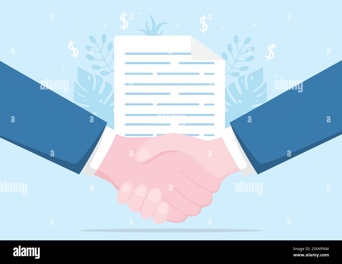 Two Businessmen Reach a Deal or Agreement Shaking Hands on Cooperation ...