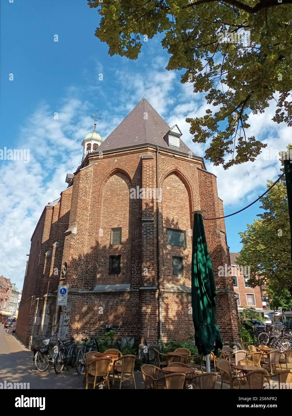 Historic churches and street cafe in Venlo Stock Photo - Alamy