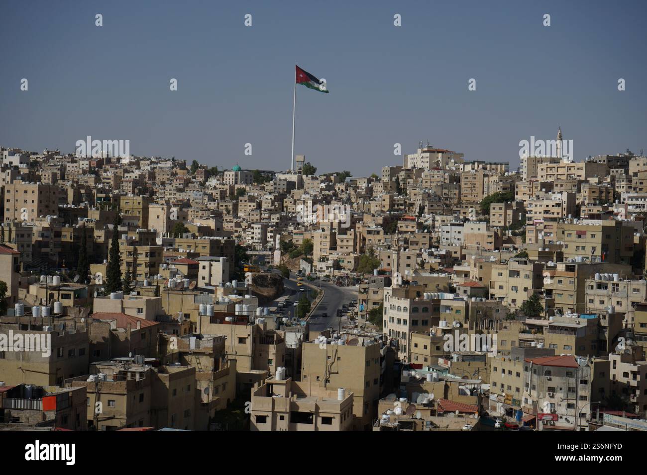 Amman Cityscape with Jordanian Flag Stock Photo - Alamy