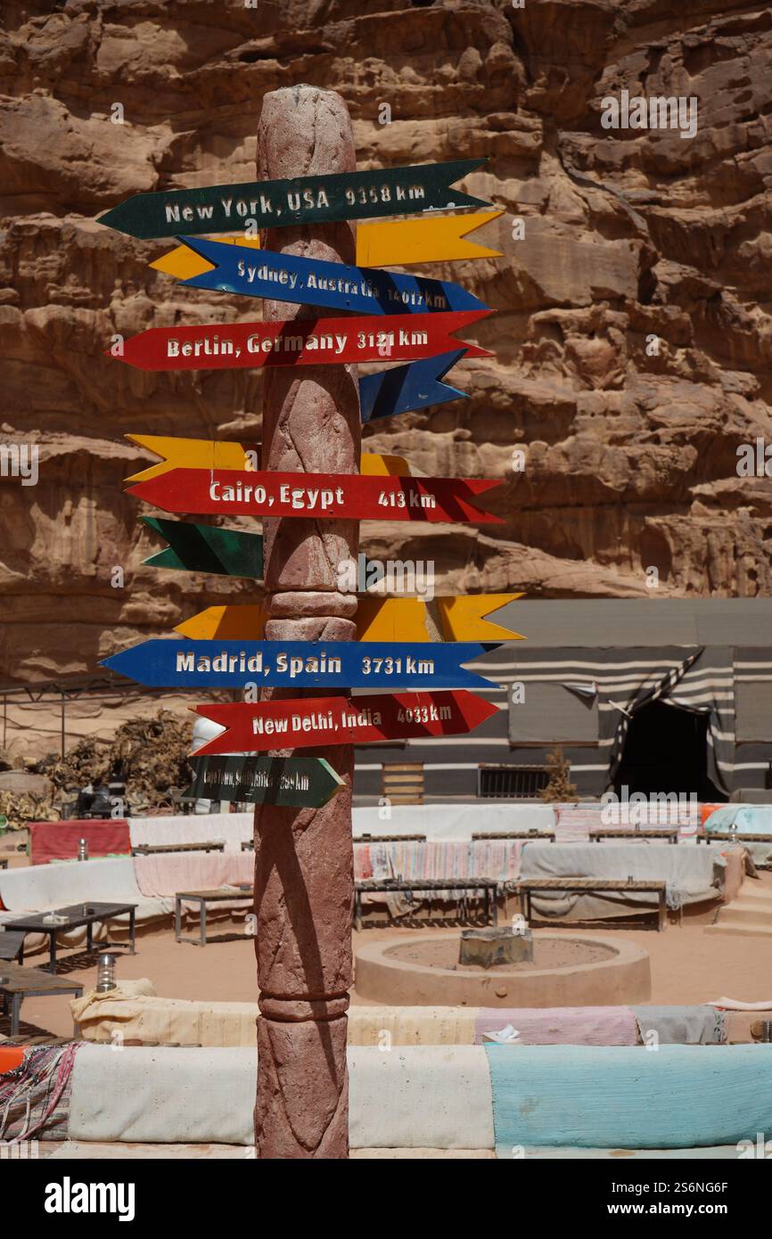 Colorful Directional Signpost in Desert Setting Stock Photo - Alamy