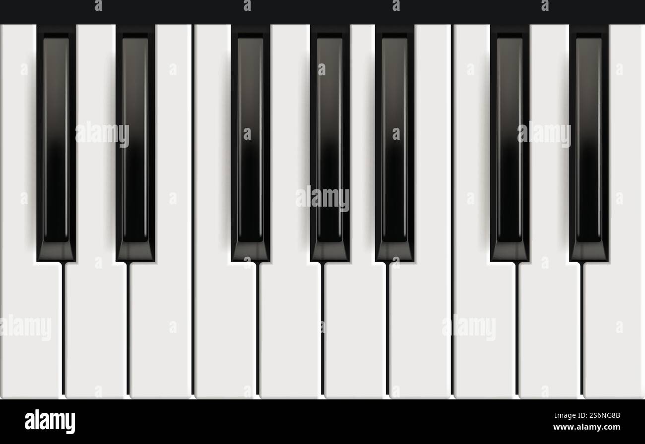 Piano keys. Realistic musical instrument for jazz band white and black ...