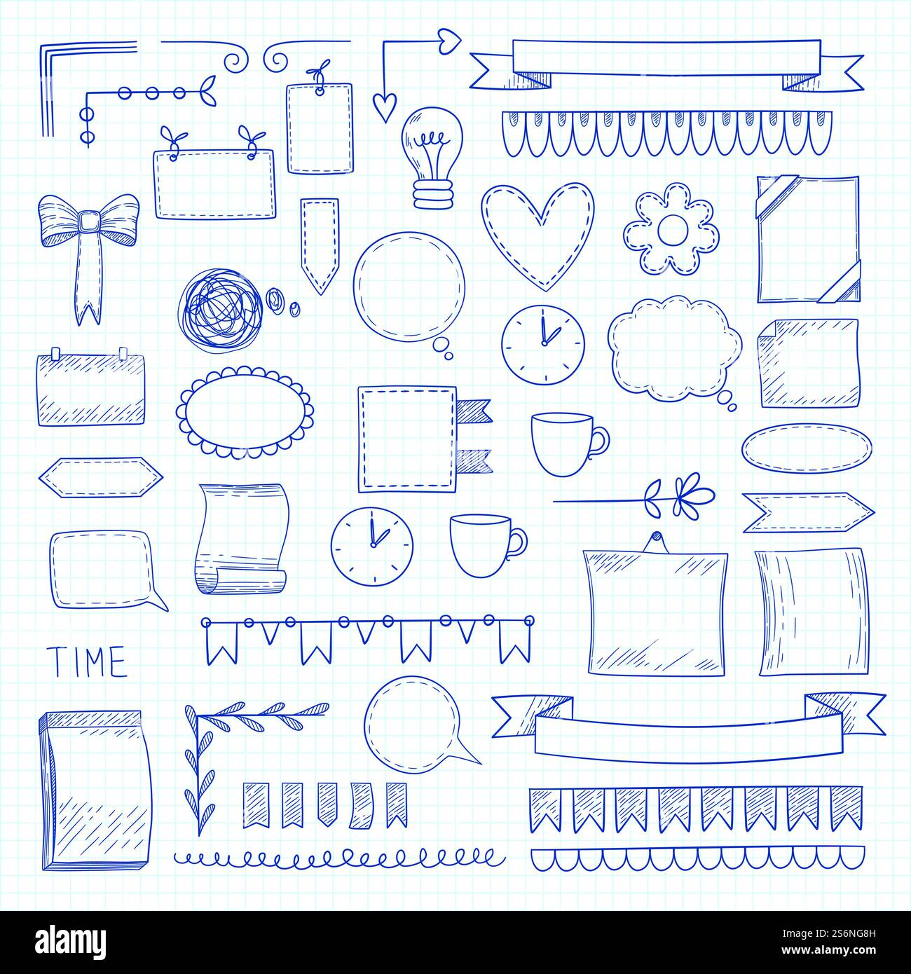 Diary doodle notes. Hand drawn graphic shapes frames for notebook daily ...