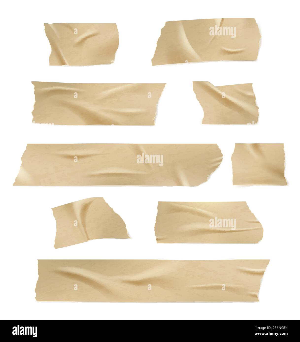 Sticky tape. Adhesive damages paper tape with torn edges creases and ...