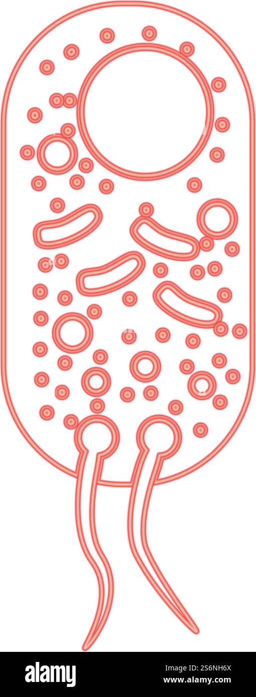 Neon bacteria red color vector illustration flat style light image ...