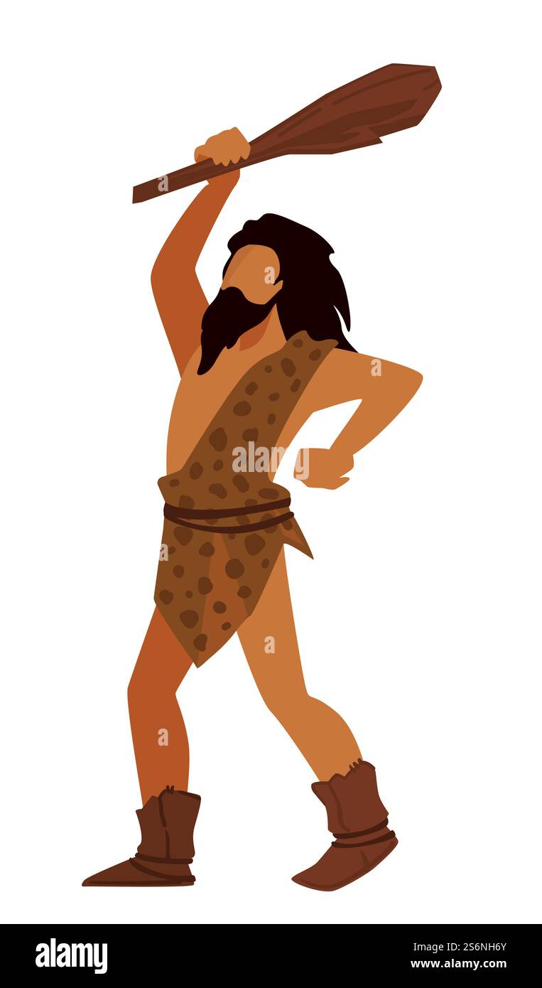 Ancient man hunting during stone age period, primitive civilization ...