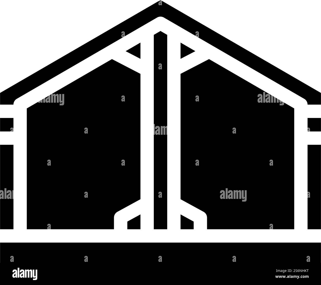 Building Metallic Framework Glyph Icon Vector Building Metallic