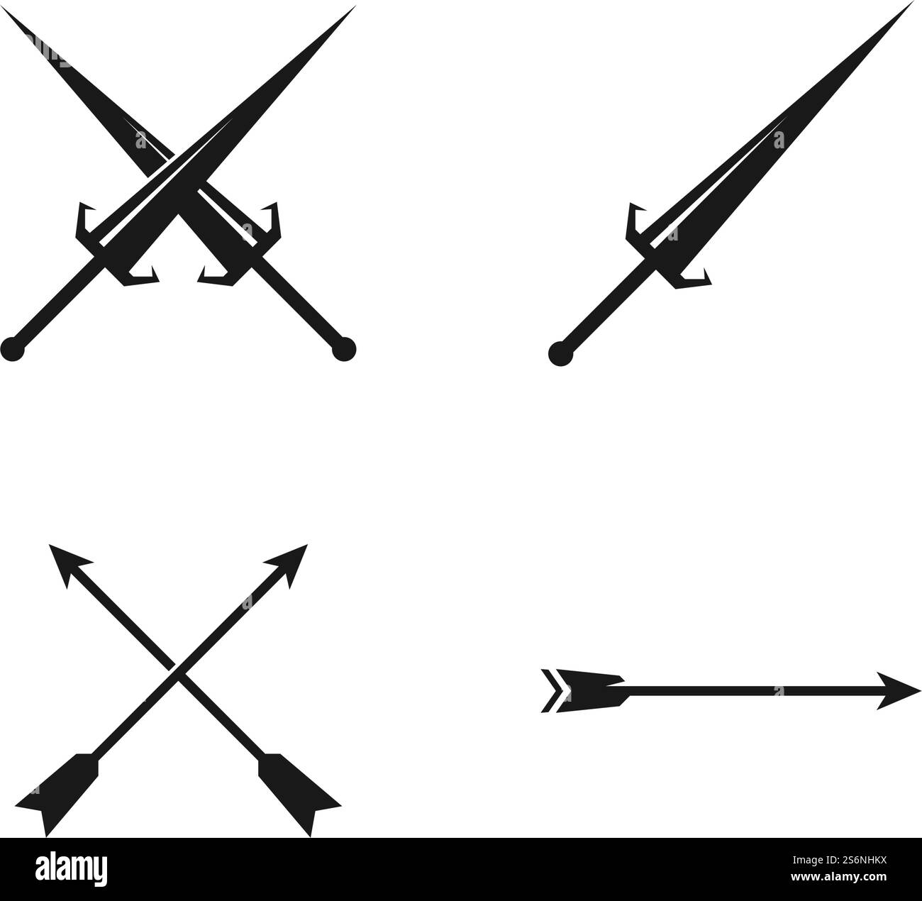Sword and bow illustration logo vector flat design Stock Vector Image ...