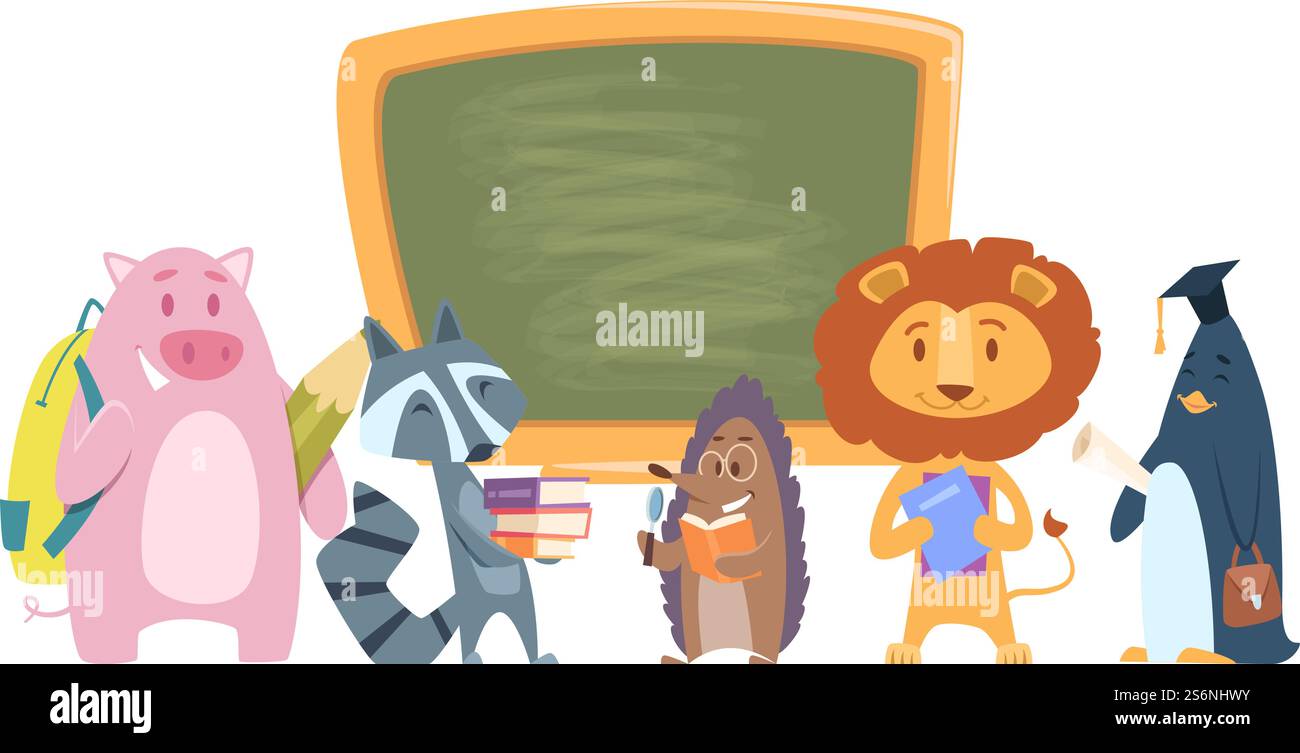 School animals back to school cartoon characters cute students lion hi ...