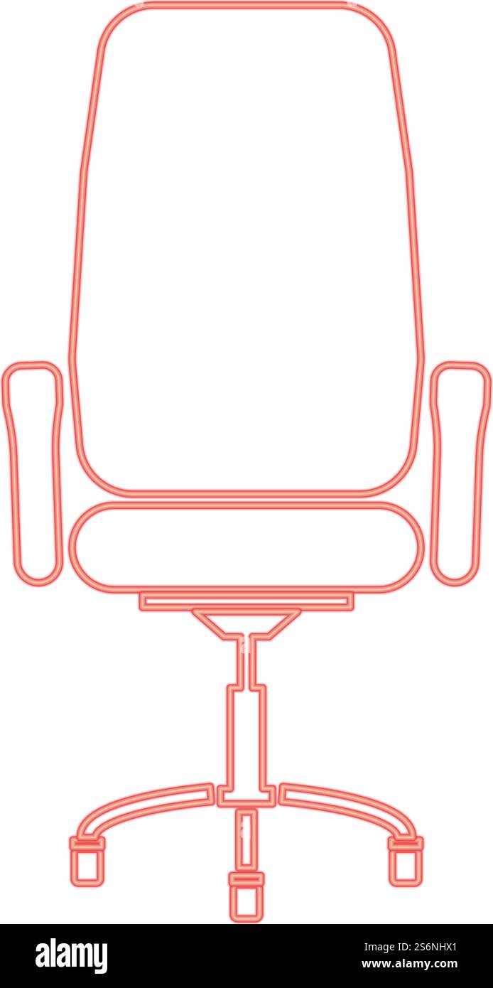 Neon office chair red color vector illustration flat style light image ...