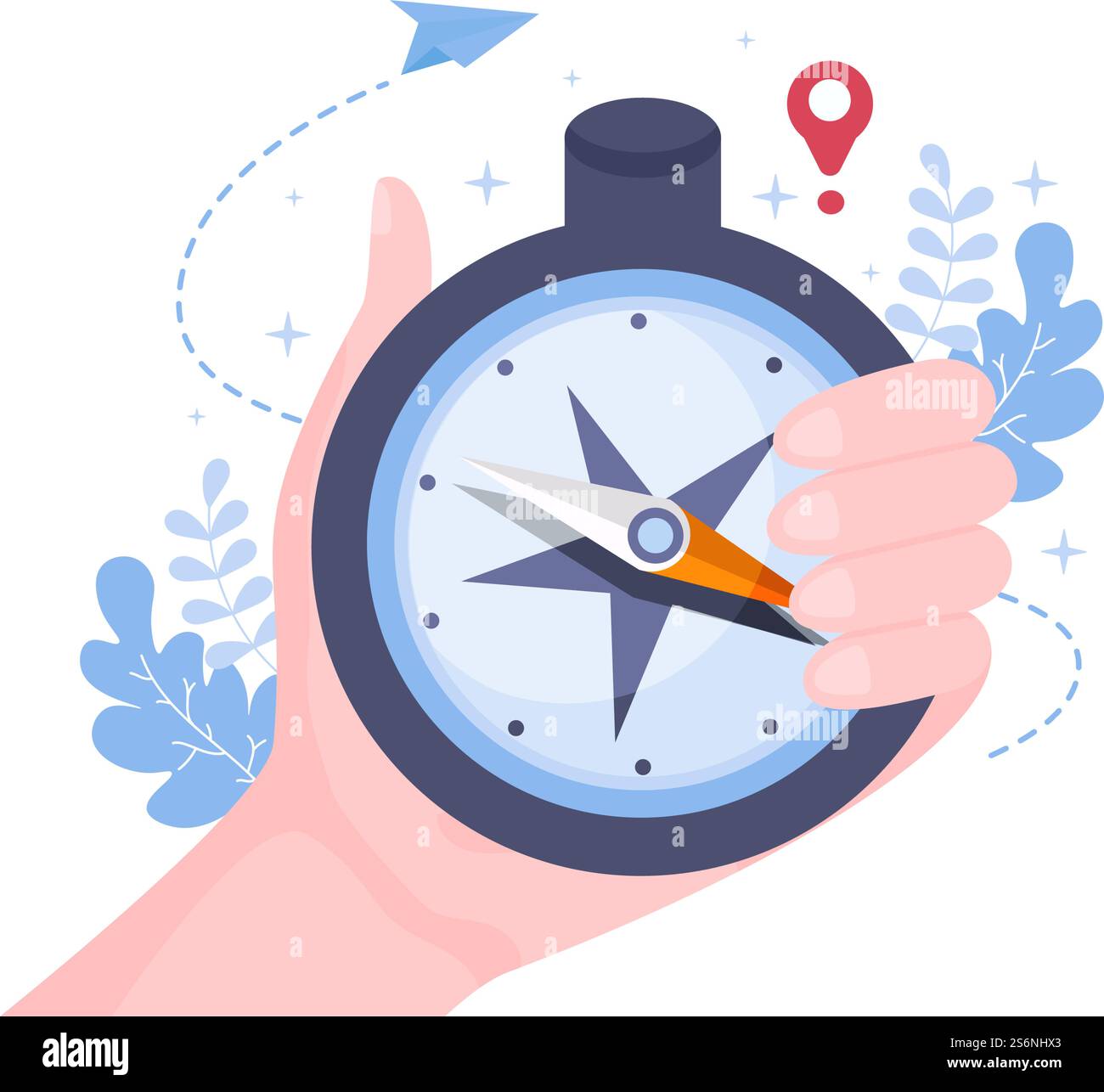 GPS Navigation Map and Compass on Location Search Application Shows the ...