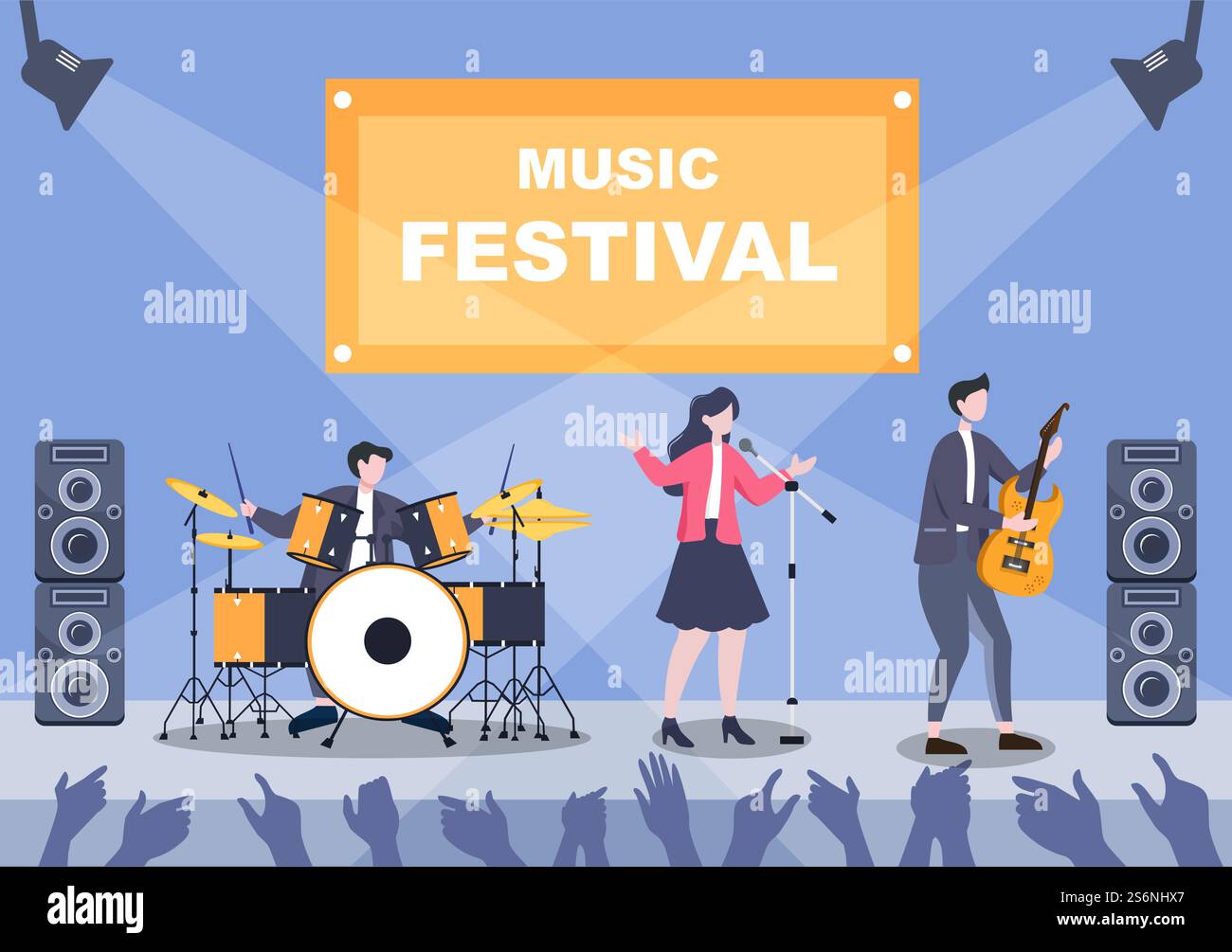 Music Festival Background Vector Illustration With Musical Instruments ...