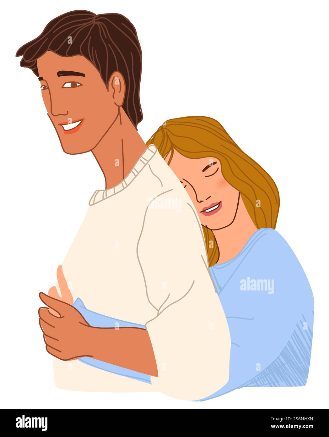 Dating couple cuddling and hugging, man and woman expressing deep ...