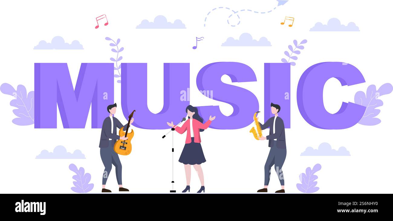 Music Festival Background Vector Illustration With Musical Instruments ...