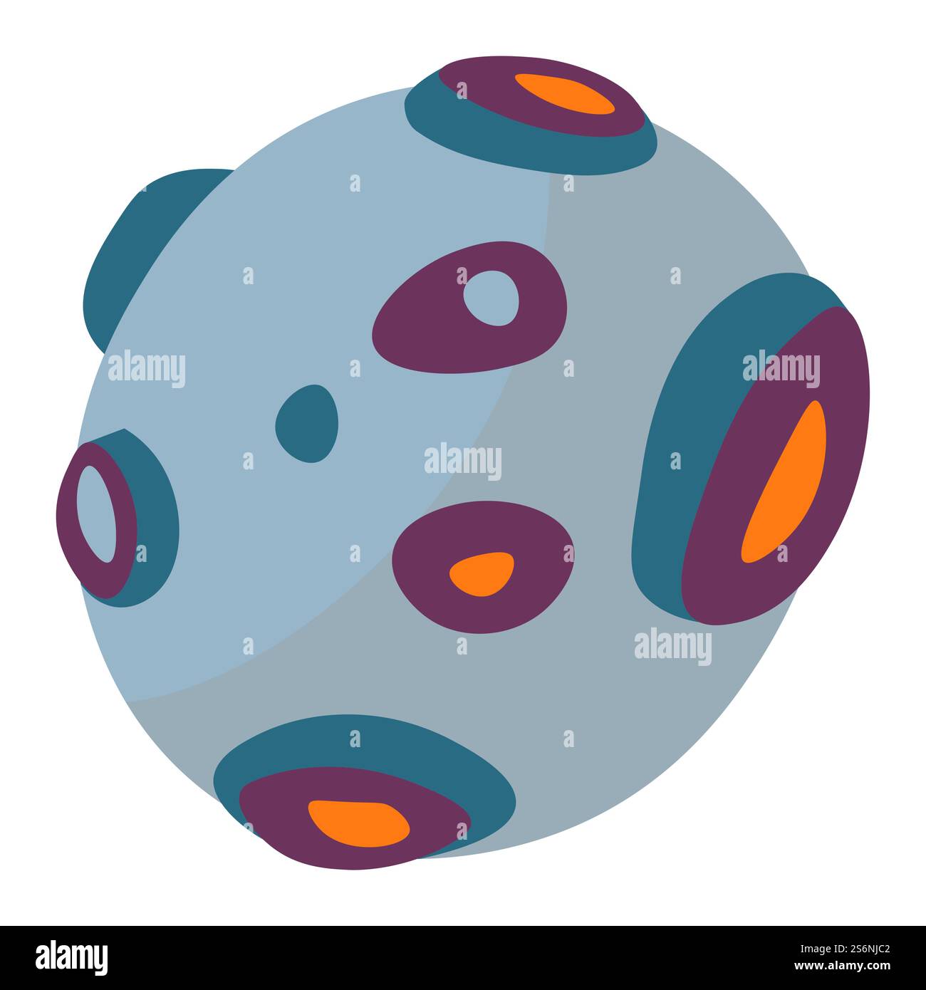 Celestial body in outer space, isolated icon of moon with crates ...
