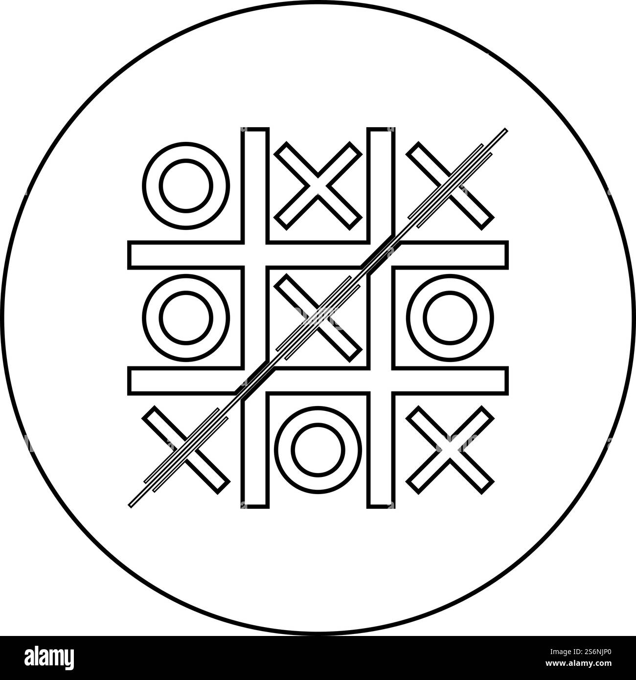 Tic tac toe icon in circle round black color vector illustration solid ...