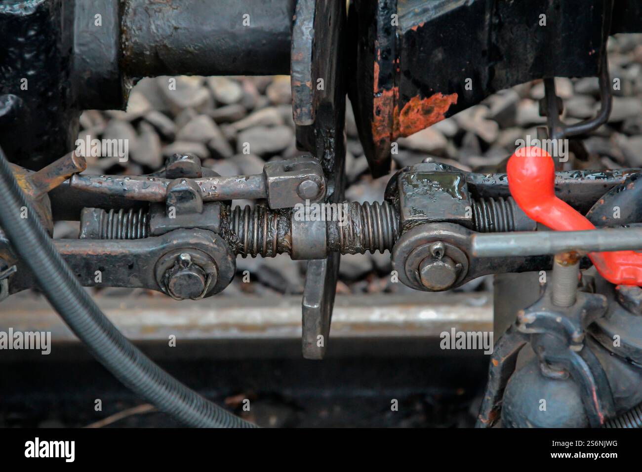 Coupling of an old train Stock Photo - Alamy