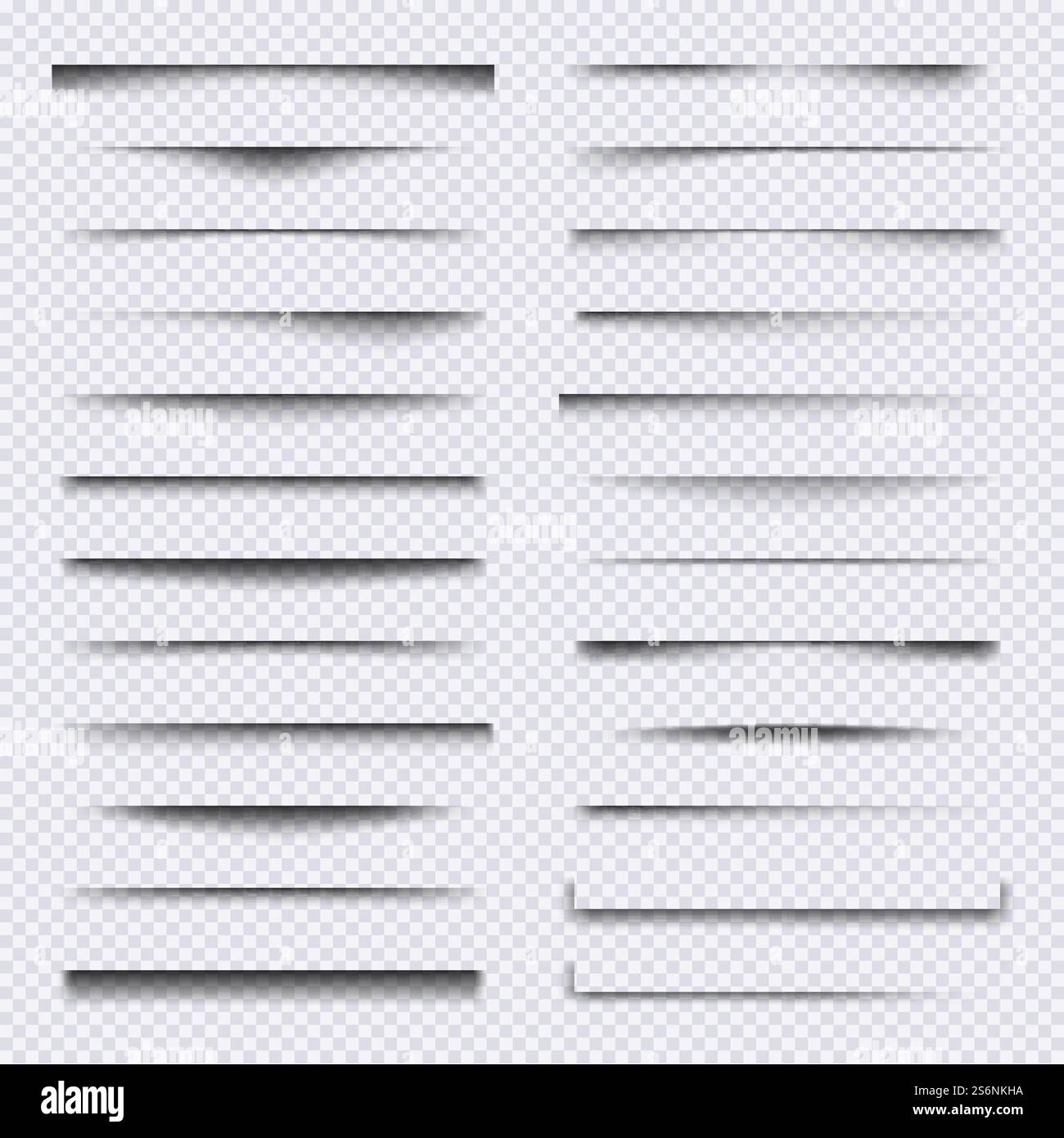 Shadow dividers. Realistic web elements frames soft shadows overlay ...