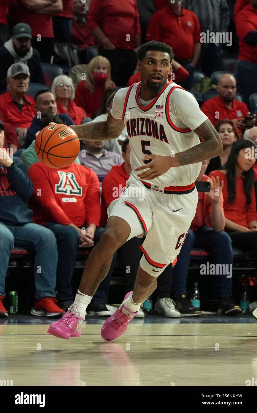 Arizona guard KJ Lewis (5) during the first half of an NCAA college ...