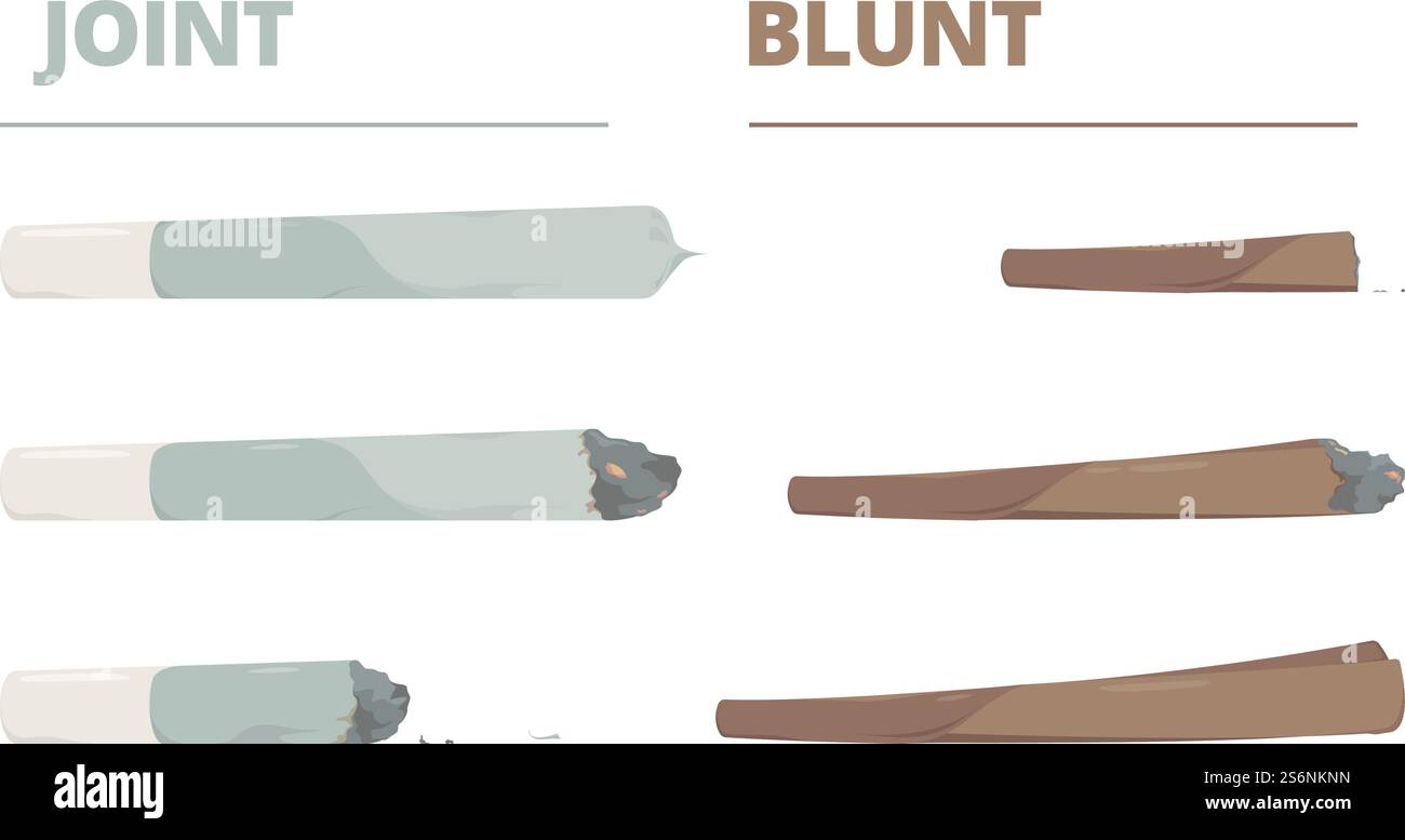 Marijuana joint. Drugs cigarette smoke cannabis weed vector ...