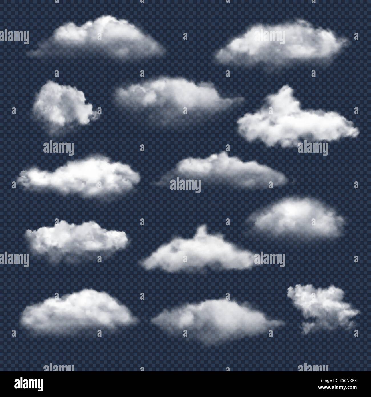 Clouds realistic. Nature sky weather symbols rain or snow cloud vector collection. Cloud and sky ...