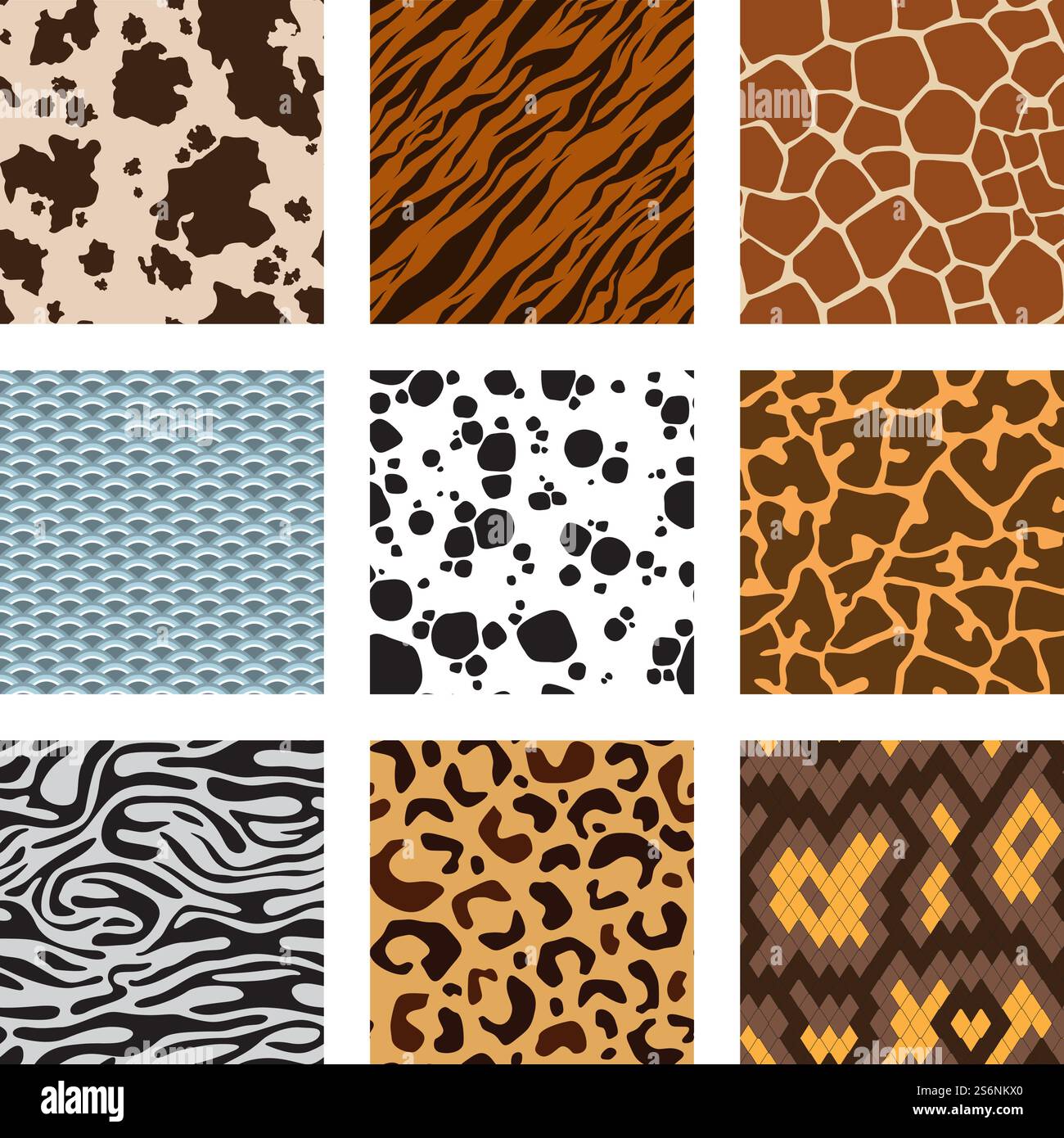 Animals skin pattern. Zoo seamless backgrounds collection of zebra ...