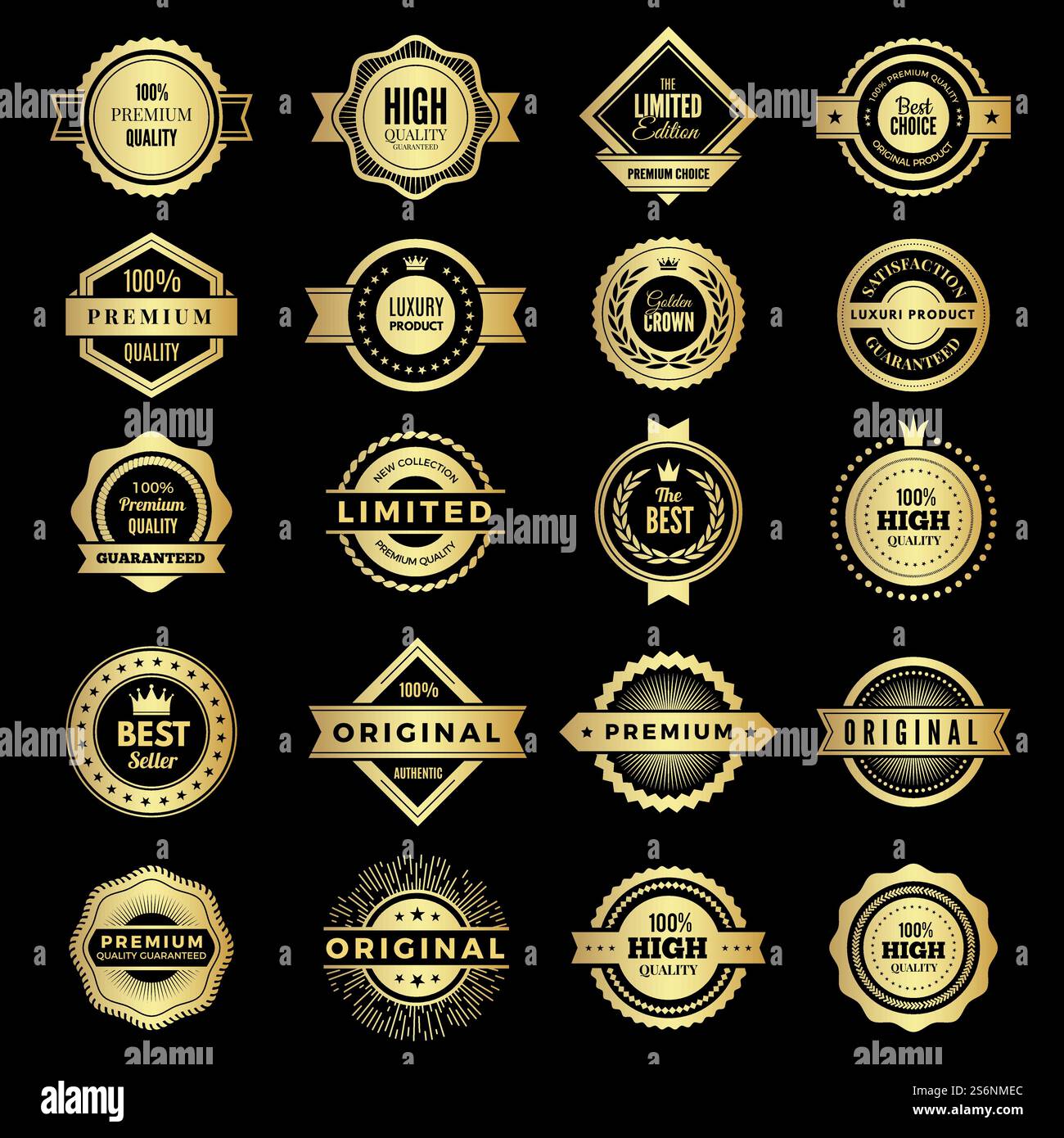 Badges collection. Premium promo high quality logos or badges warranty stamps vector shape ...