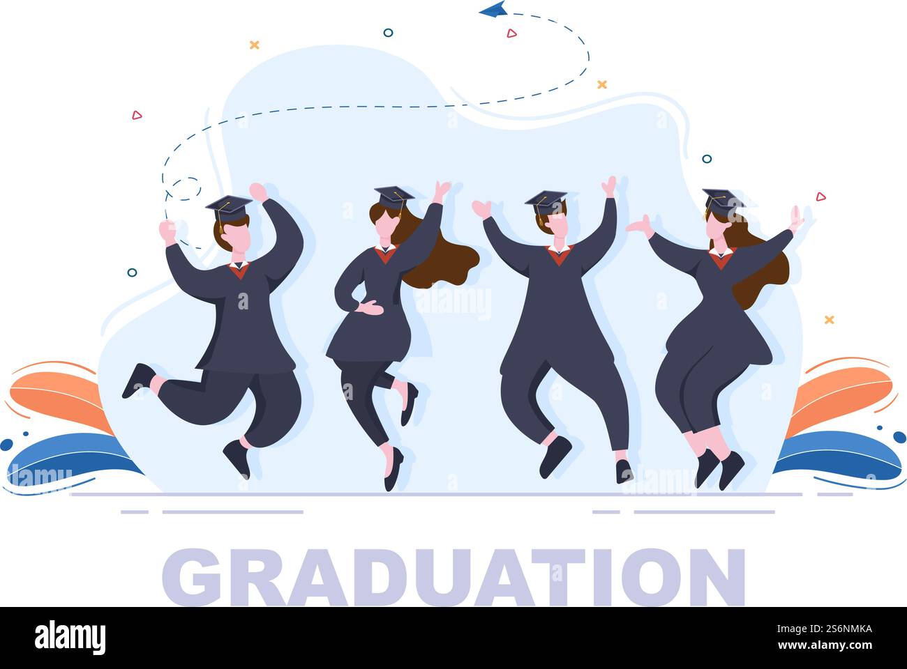 Happy Graduation Day of Students Celebrating Background Vector ...