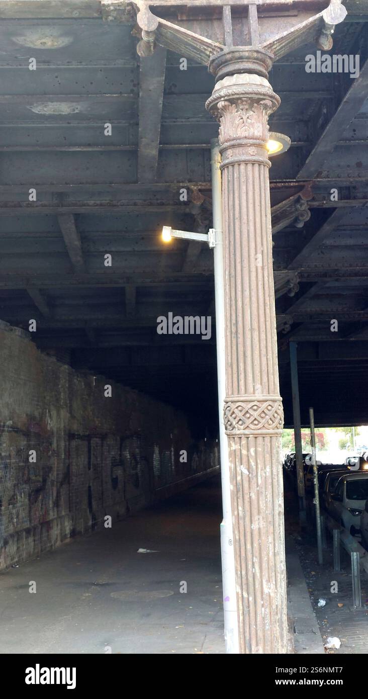 Cast iron pillar on an old steel bridge Stock Photo - Alamy