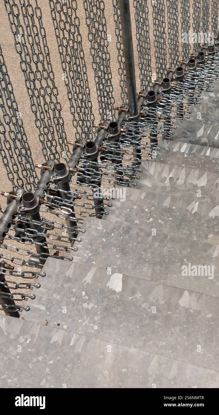 Scaffolding stairs secured with chains Stock Photo - Alamy