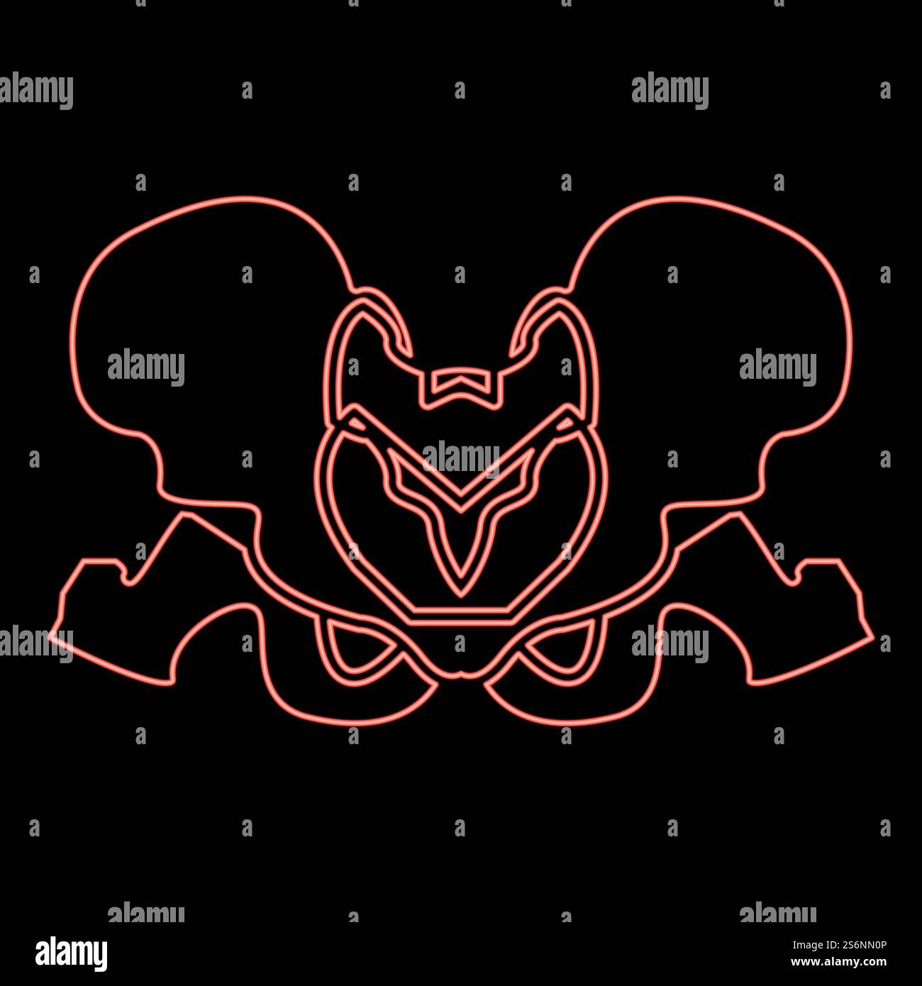 Neon pelvis skeleton red color vector illustration flat style light ...