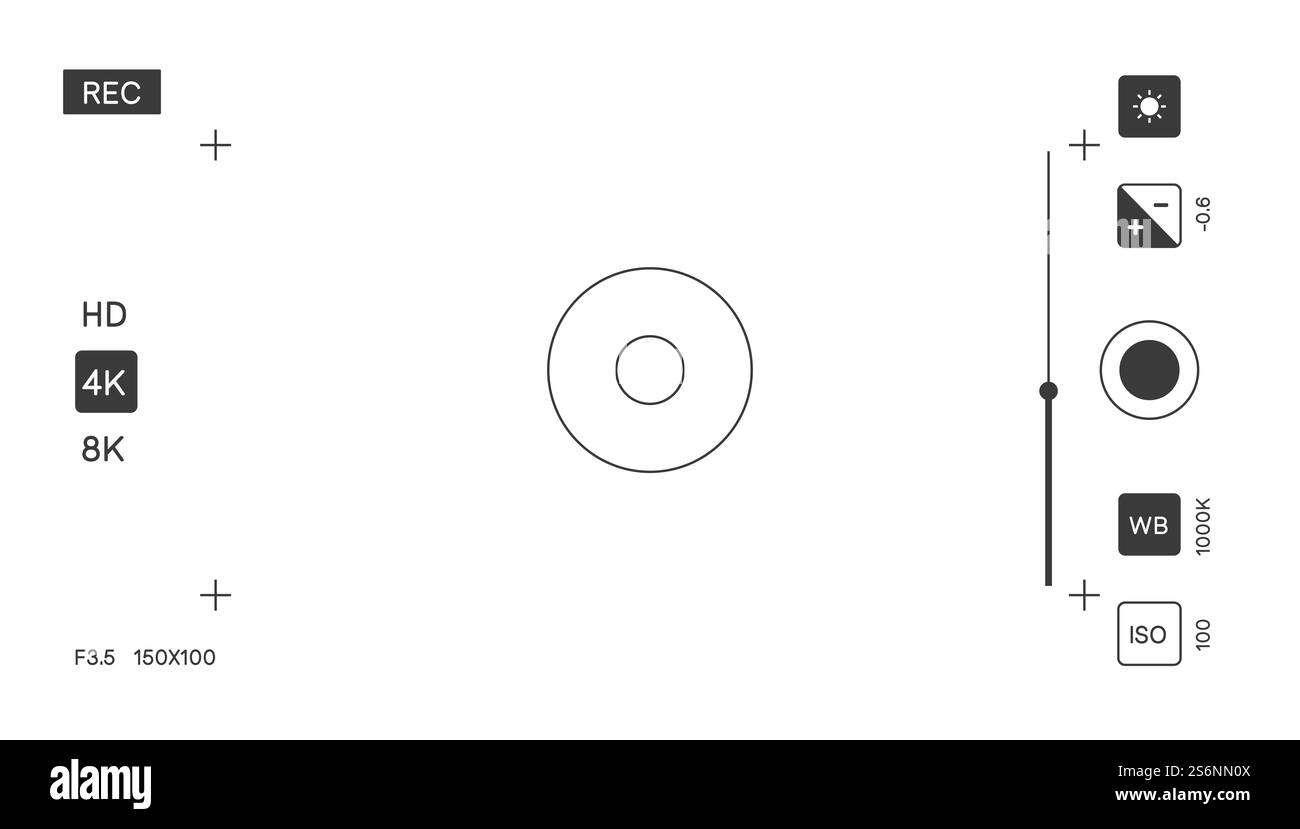Screen of camera with focus and settings for making videos and filming ...