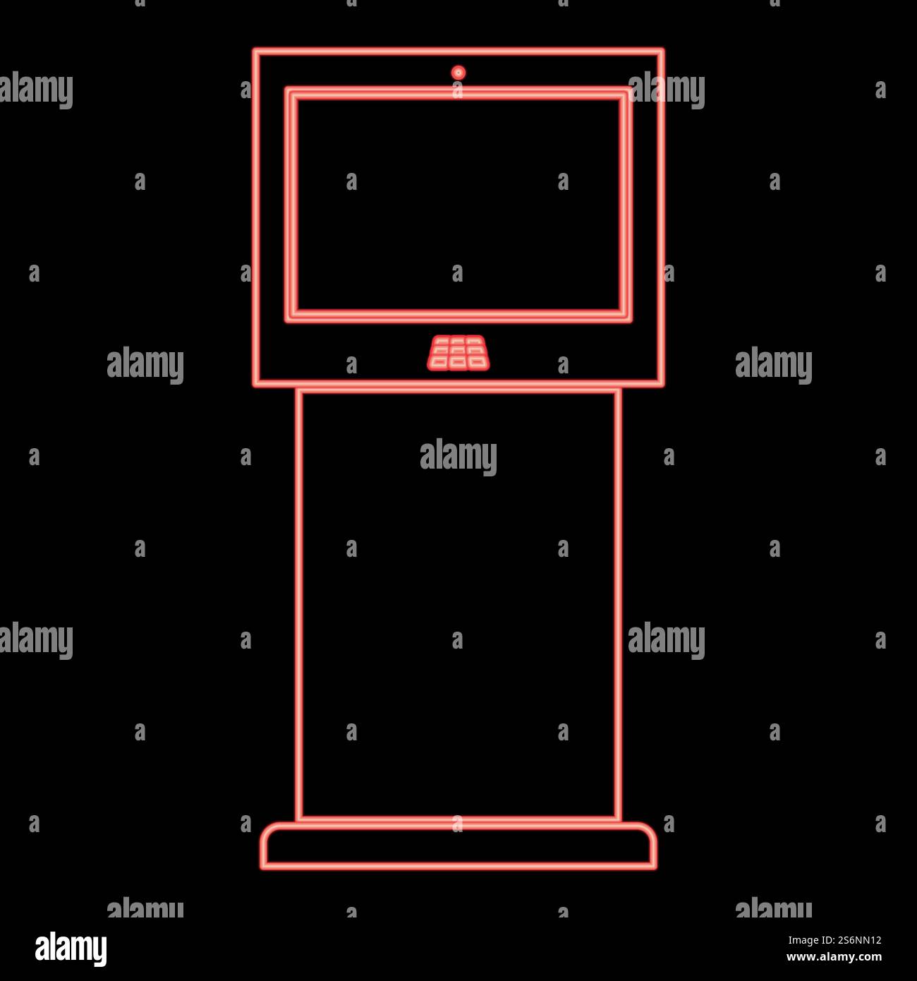 Neon terminal stand with touch screen red color vector illustration ...