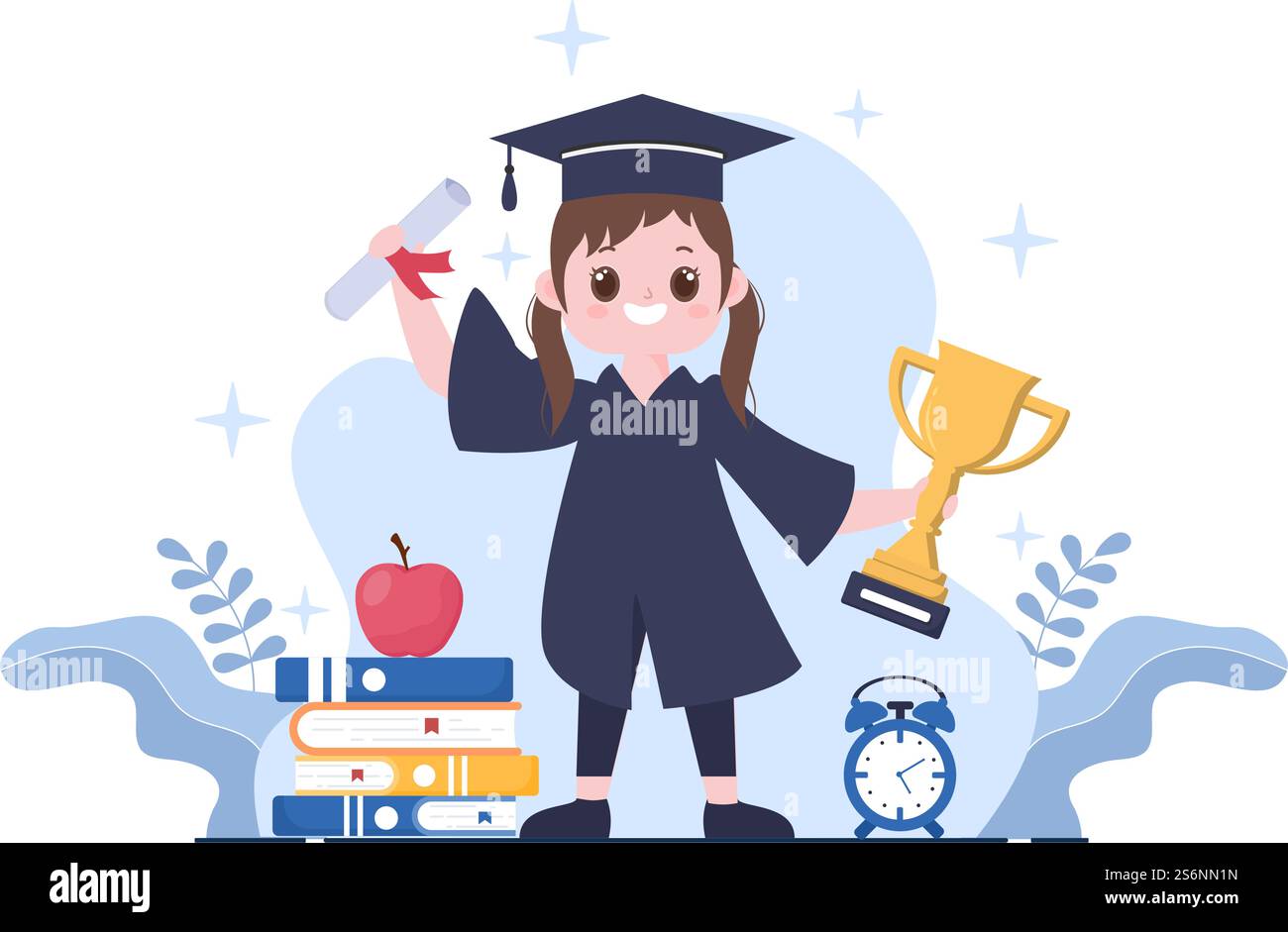 Happy Graduation Day of Students Celebrating Background Vector ...