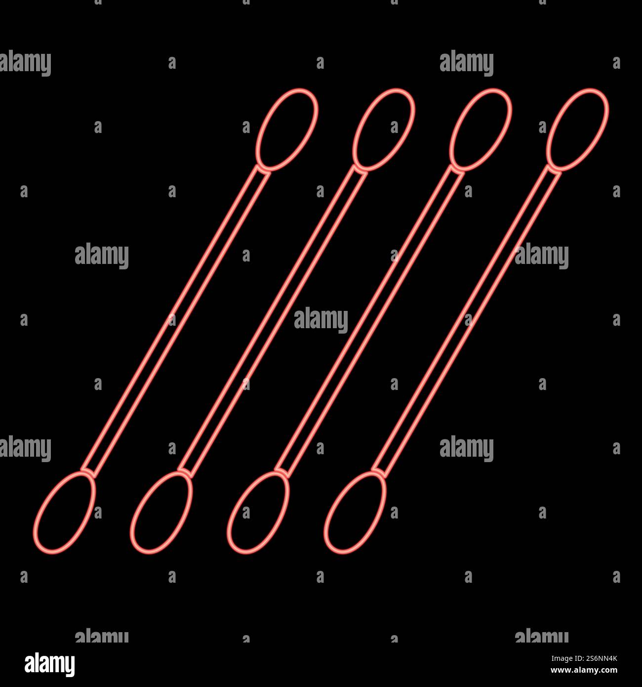 Neon cotton swabs icon black color in circle outline vector ...