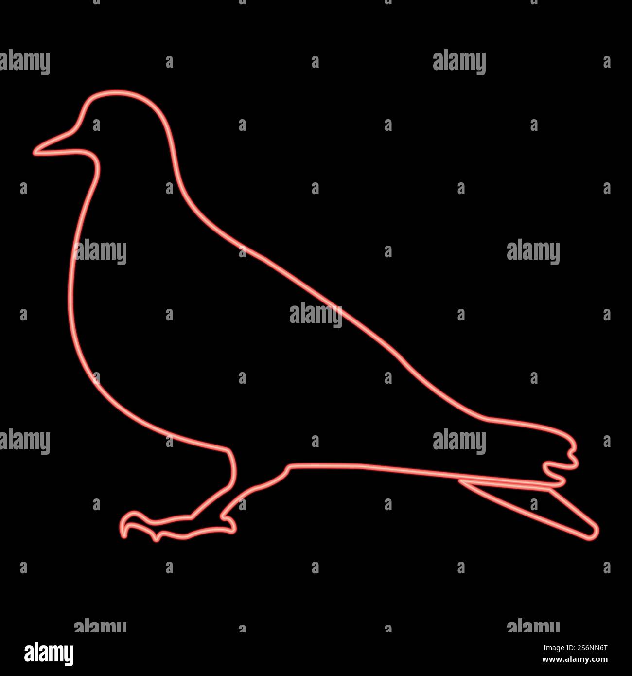 Neon dove icon black color in circle outline vector illustration red ...