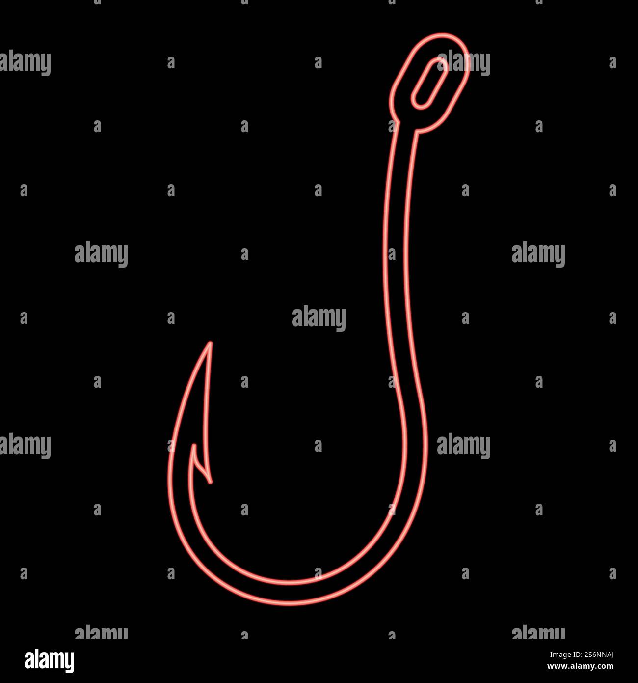Neon fish hook red color vector illustration flat style light image ...