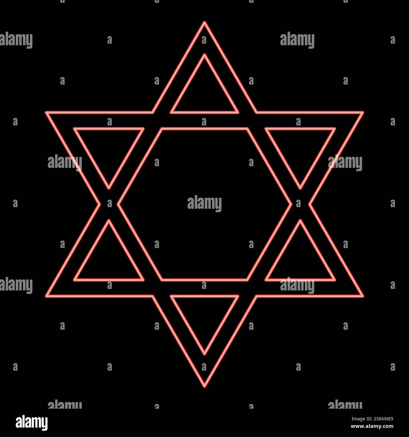 Neon jewish star of david icon black color in circle outline vector ...