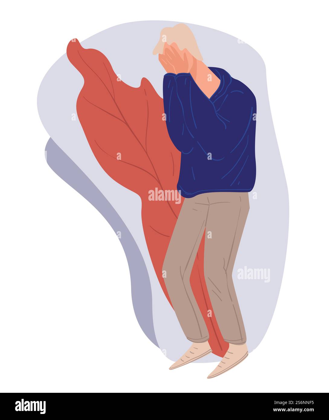 Depression and stress of male character, depressed man crying alone ...