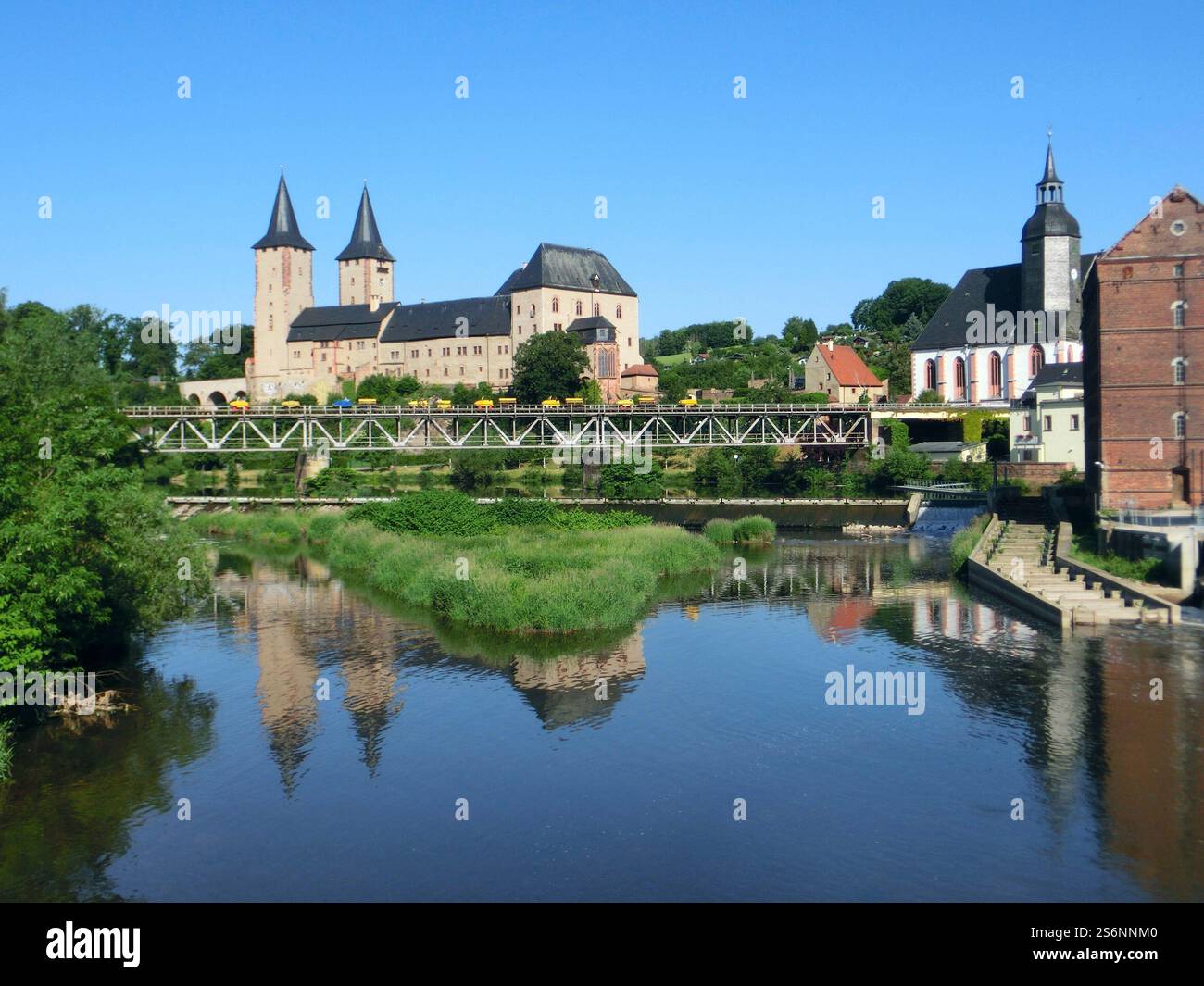 Rochlitz Castle with railroad crossings Stock Photo - Alamy