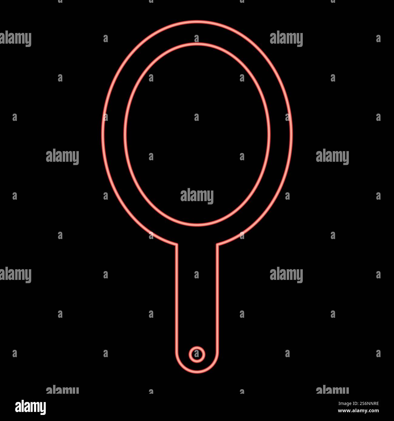 Neon hand mirror red color vector illustration flat style light image ...