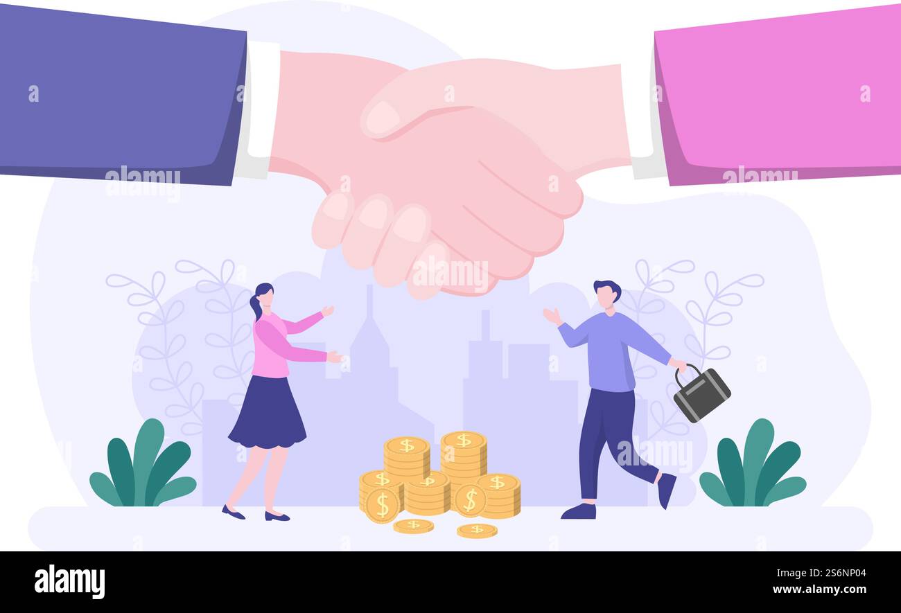 Two Businessmen Reach a Deal or Agreement Shaking Hands on Cooperation ...