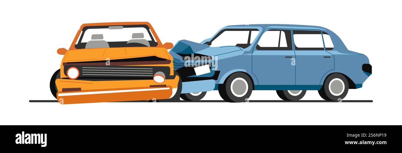 Car collision of transport, traffic incident. Isolated vehicles with ...