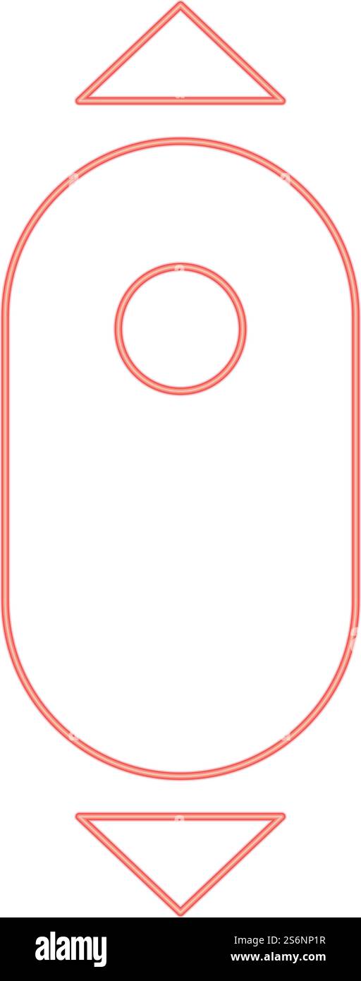 Neon Scroll Down Computer Mouse Red Color Vector Illustration Flat Style Light Image Neon